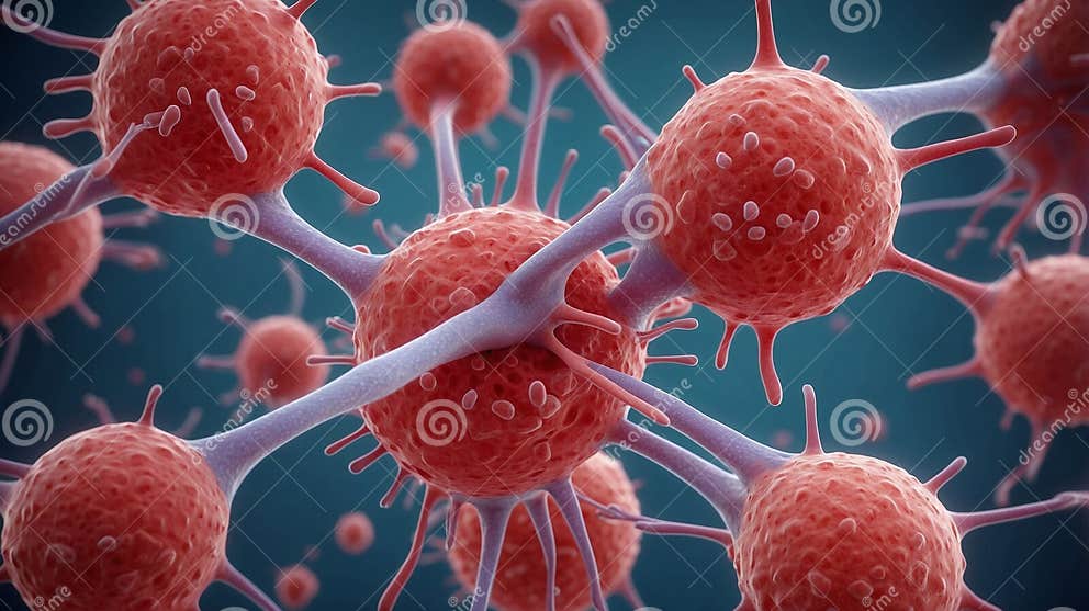 Detailed View of Immunitary System Cells Interacting in Blood with a ...