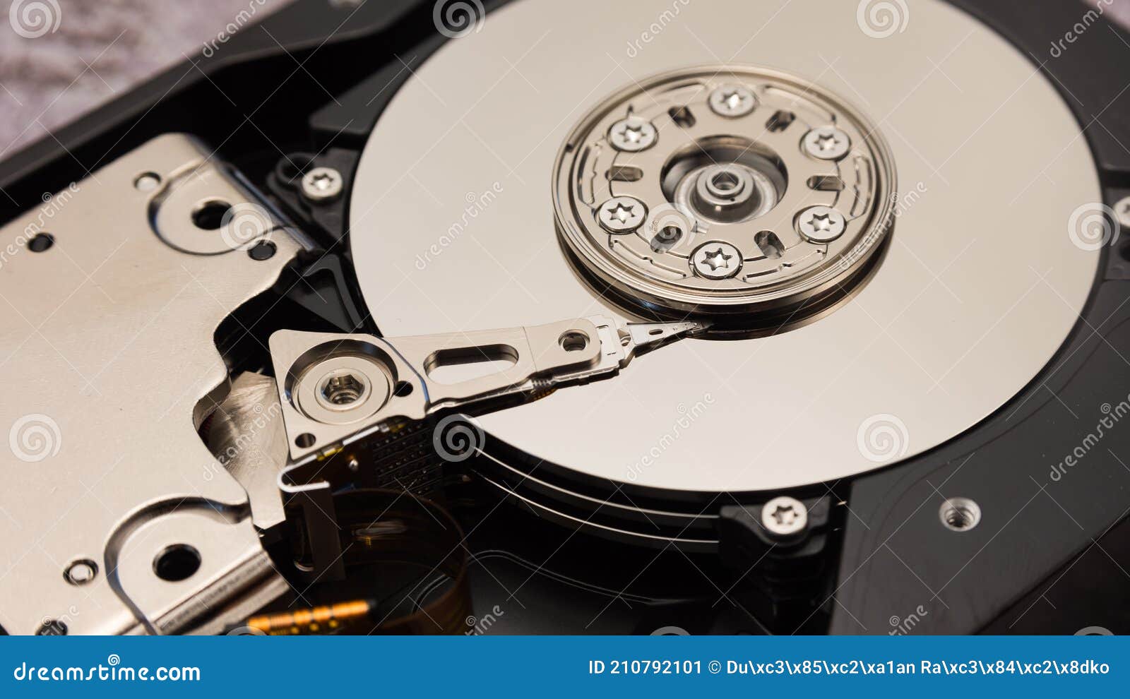 Detailed View of the Inside of a Hard Disk Drive Stock Image - Image of ...