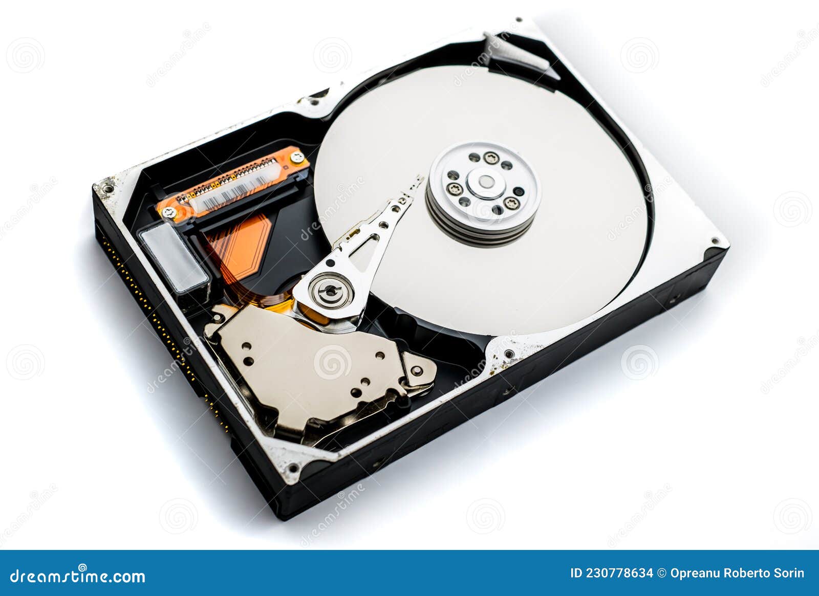 Detailed View of the Inside of a Hard Disk Drive Stock Photo - Image of ...