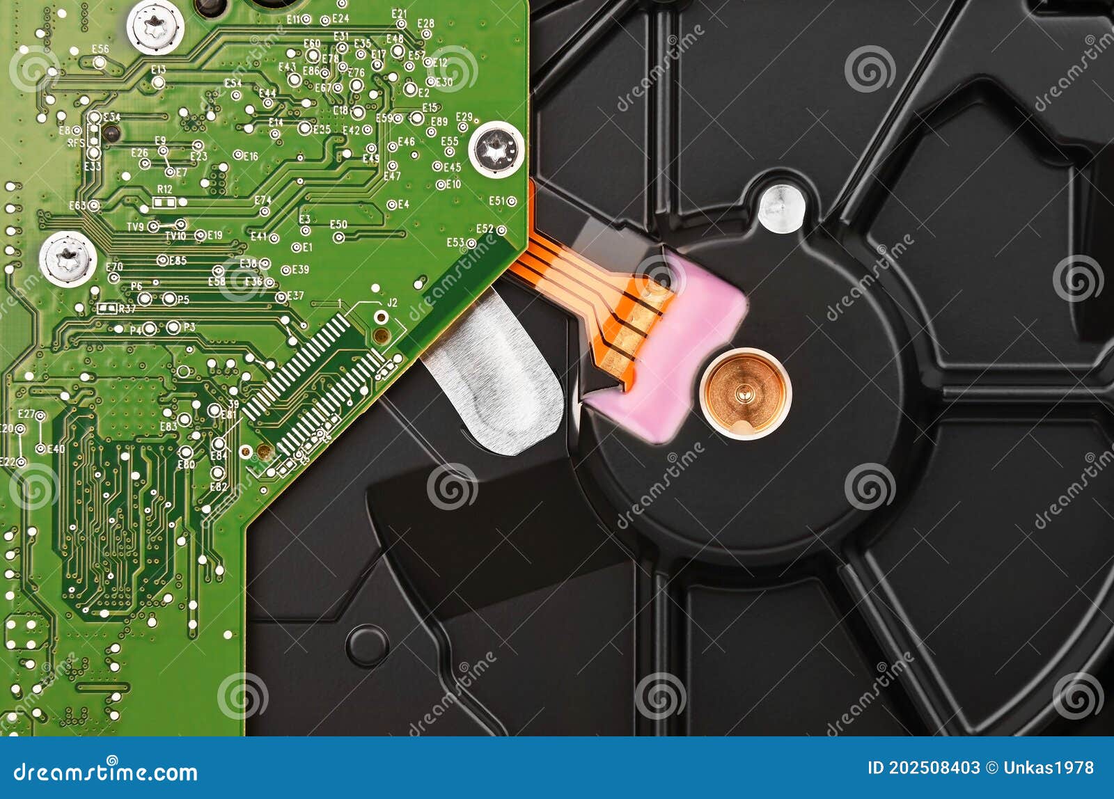 Hard disk drive HDD stock image. Image of circuit, head - 202508403