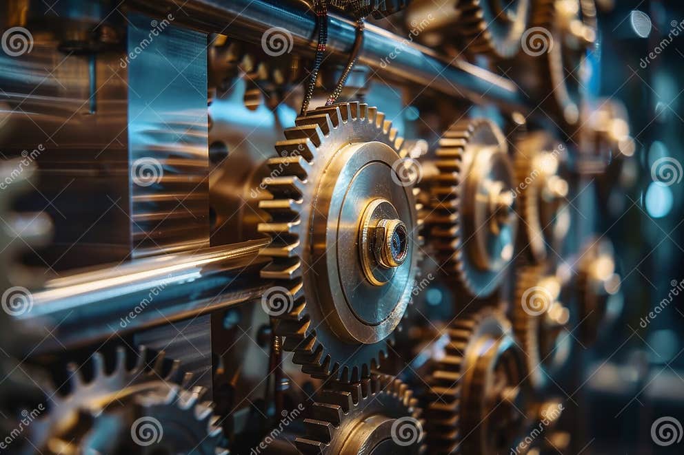 Detailed View of Interconnected Gears within a Machine, Showcasing ...