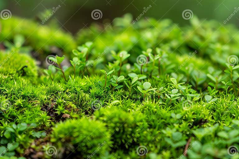 Detailed View of Layers of Green Moss Creating a Textured Surface with ...