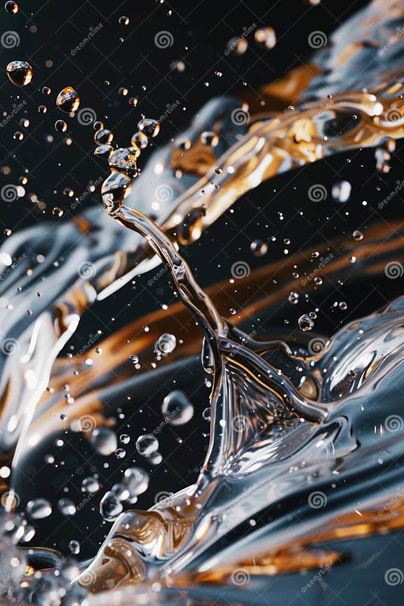Detailed View of a Liquid Wave with Water Droplets. Suitable for ...