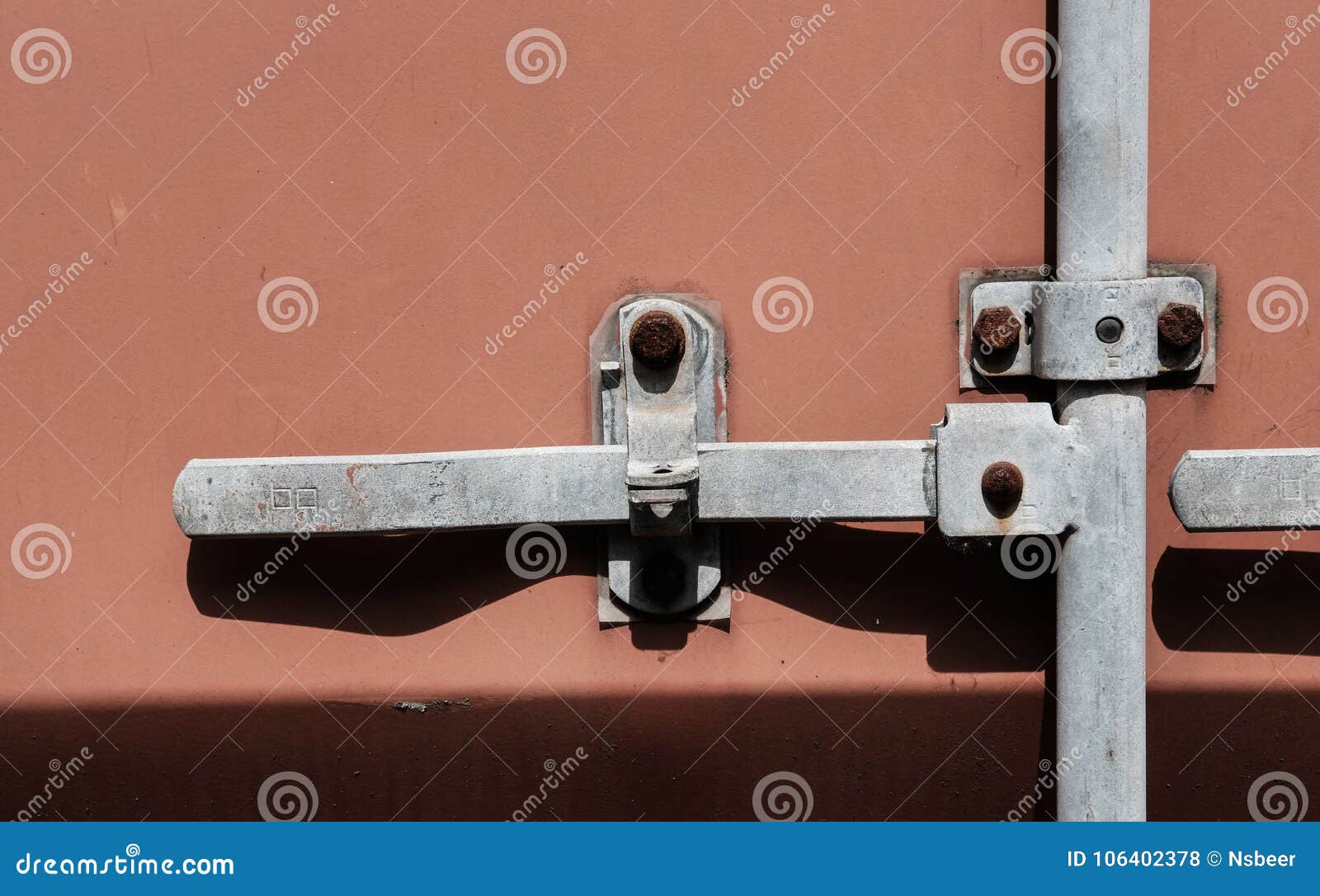 Detailed View of the Locking System on a Standard Shipping Container ...