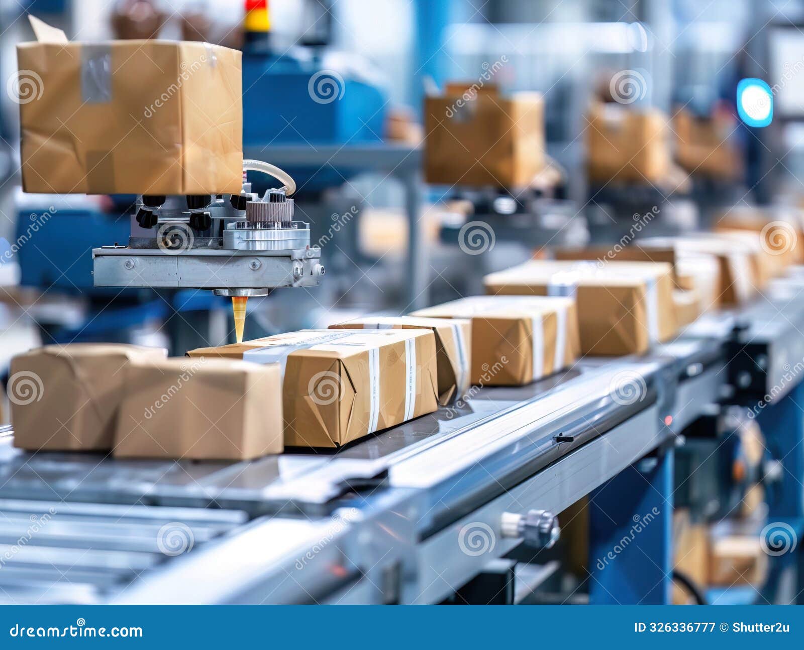 A Detailed View of a Machine Automatically Sorting and Packaging ...