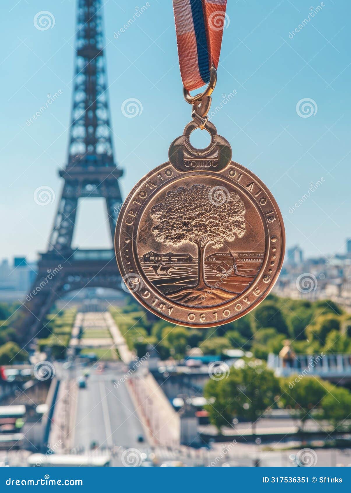 Detailed View of a Marathon Medal Featuring an Intricate Tree Design ...