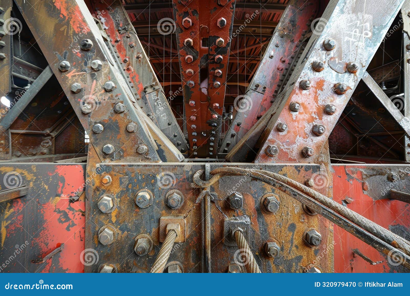 Detailed View of Metal Structure Featuring Interconnected Beams and ...