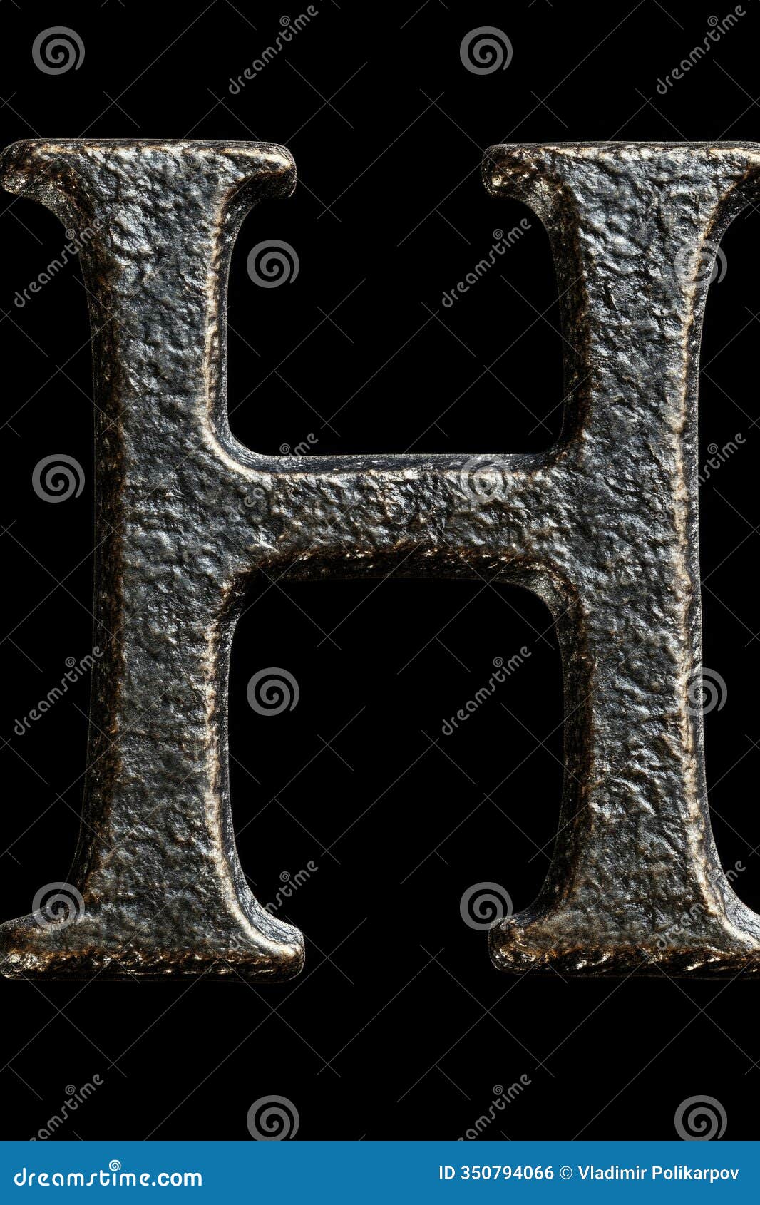 A Detailed View of the Metallic Letter H, Suitable for Use in ...