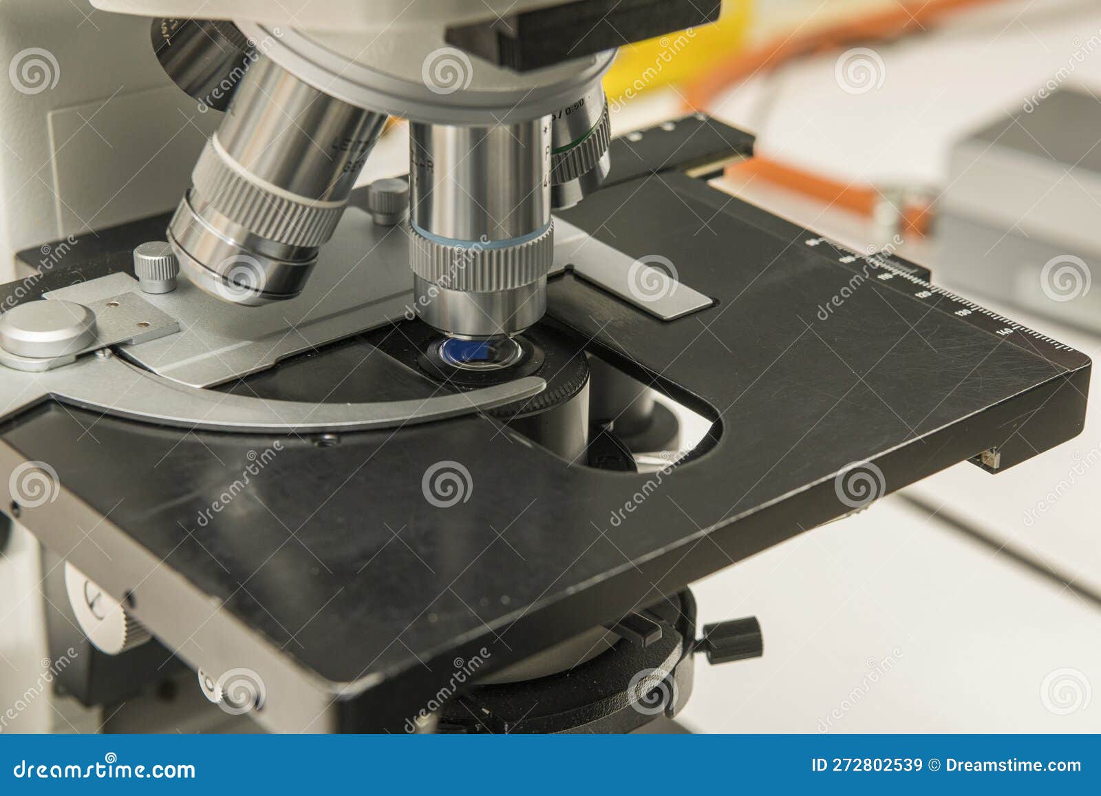 Detailed View of a Microscope in a Laboratory Stock Image - Image of ...