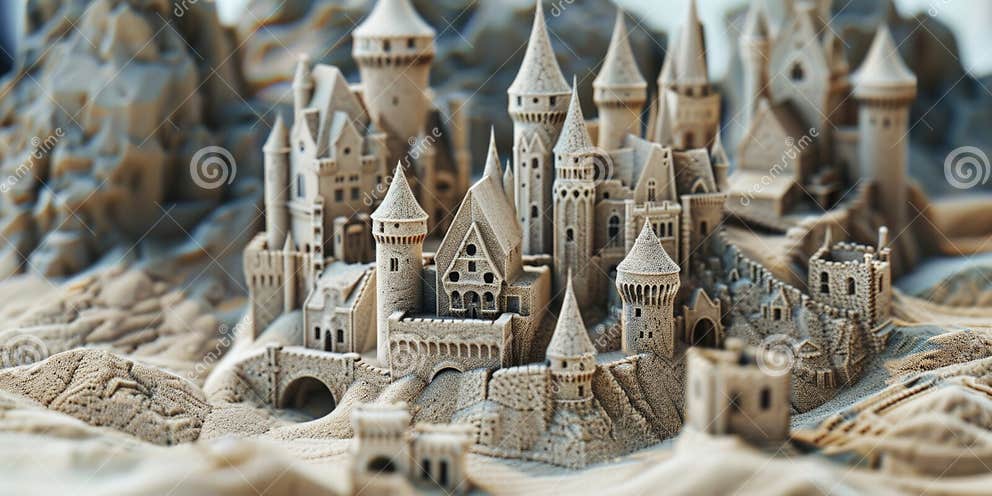 A Detailed View of a Miniature Castle Model Stock Photo - Image of ...