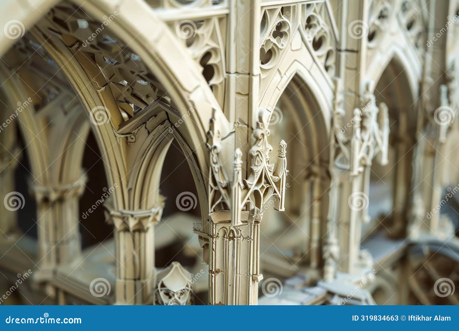 Detailed View of a Miniature Gothic Structure Model, Showcasing ...