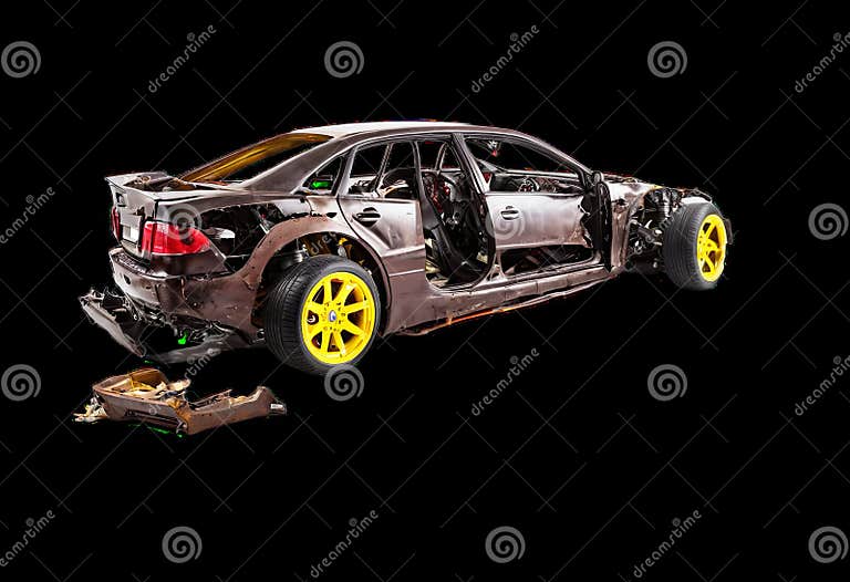 Detailed View of a Modified Car Chassis with Yellow Wheels Showcasing ...