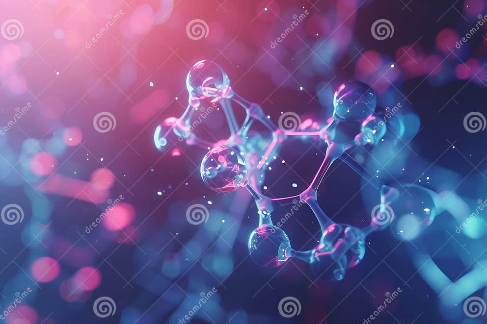 Detailed View of a Molecular Structure Set Against a Solid Blue ...