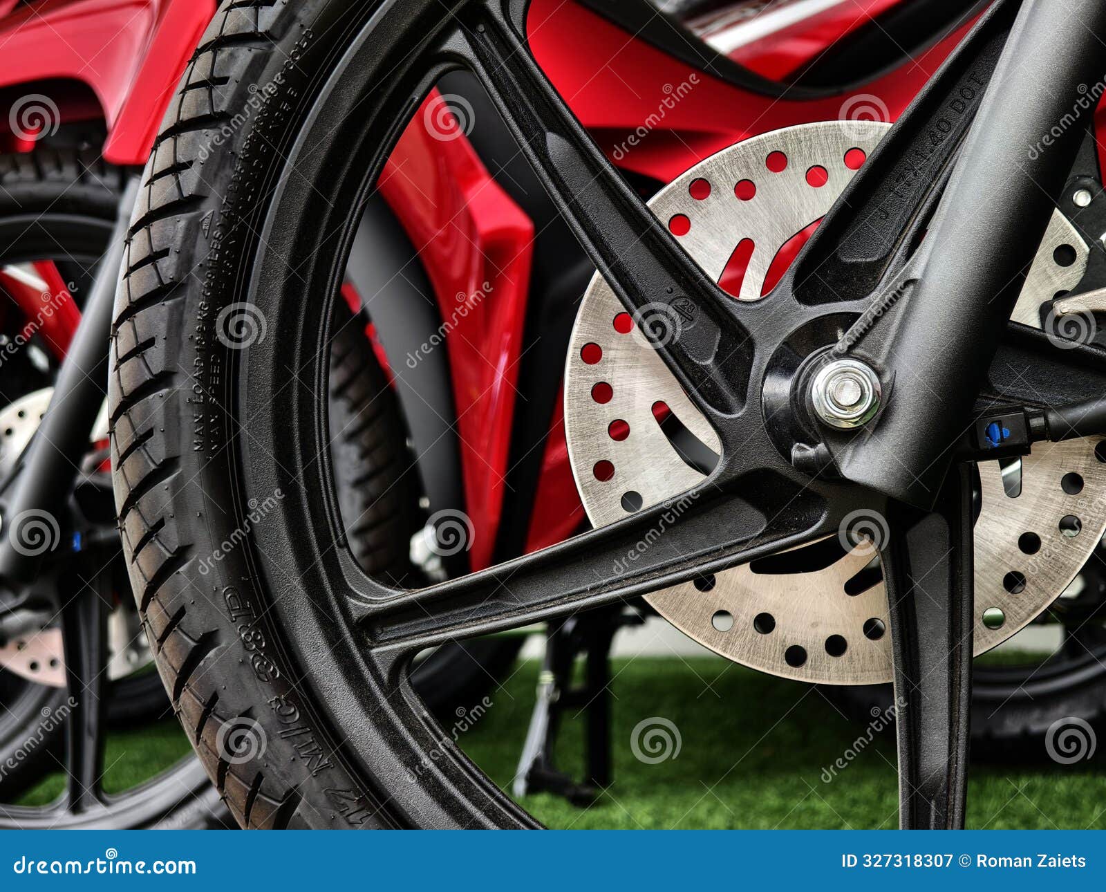 Detailed View of a Motorcycle Wheels and Brakes Stock Image - Image of ...
