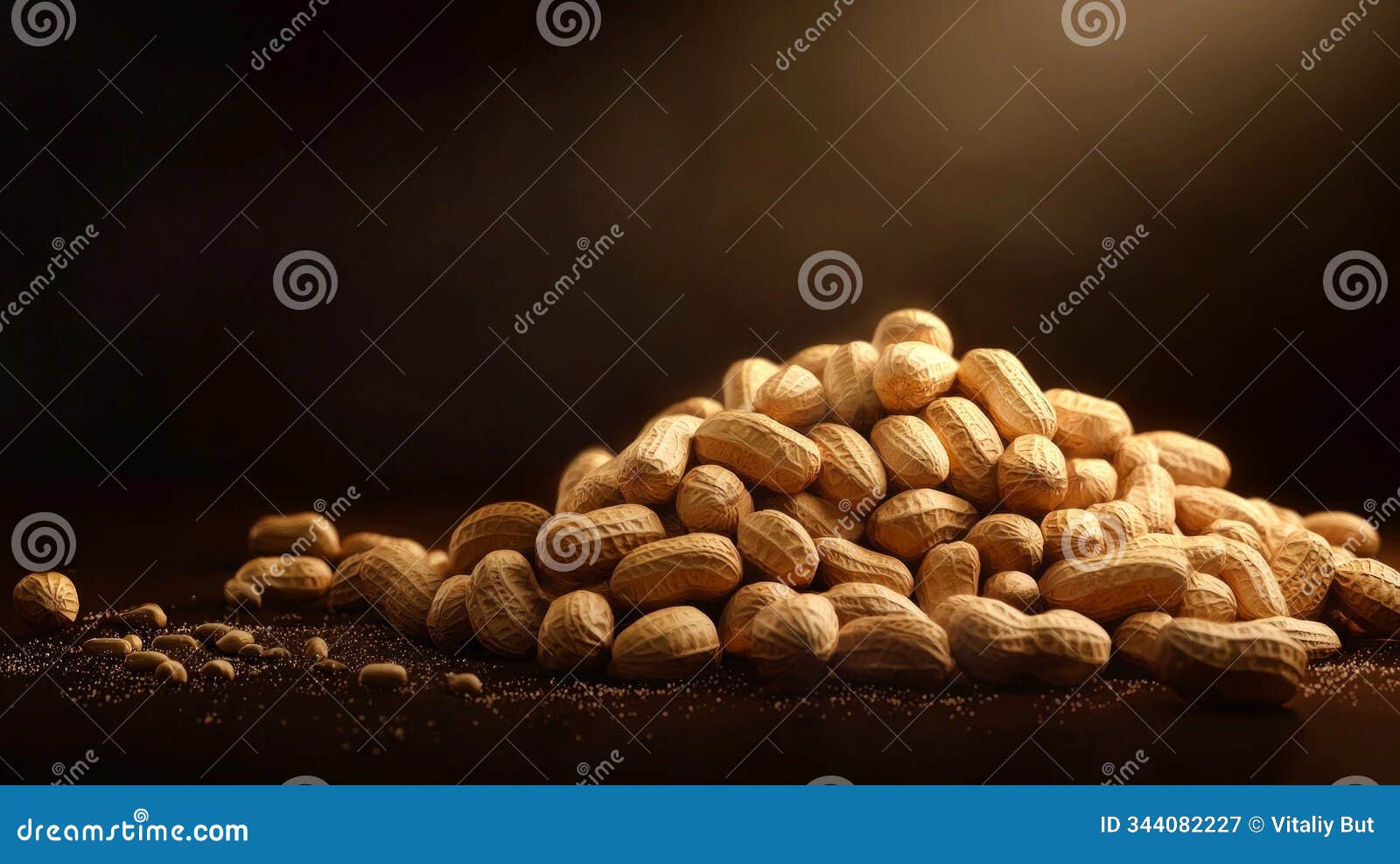 Detailed View Mound Peanuts Set Dark Backdrop Illuminated Soft Contour ...