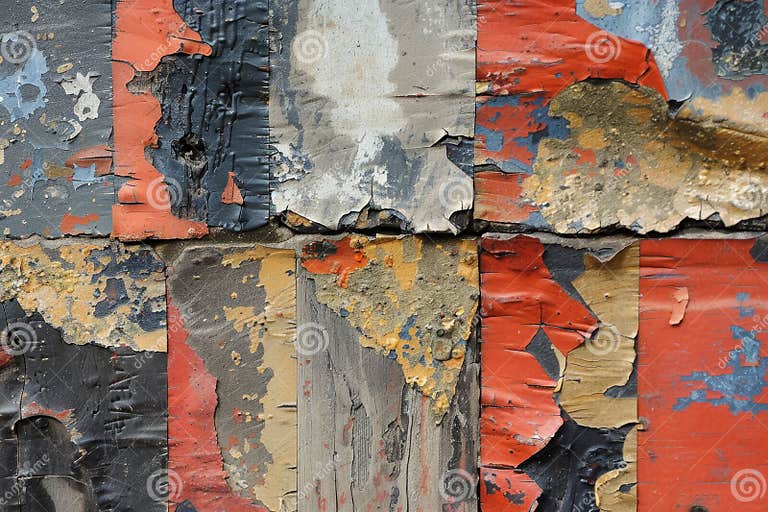 Detailed View of Peeling Paint on a Wall with Patchy Sections Repaired ...