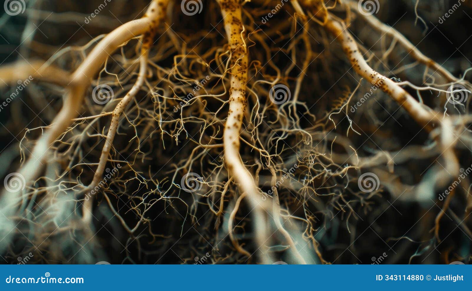 A Detailed View of a Plants Root System with Tiny Roots Branching Out ...