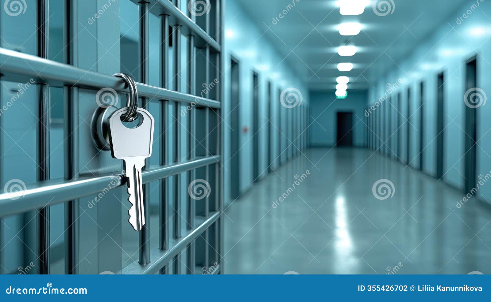 Detailed View of a Prison Cell Door Lock with a Key Inserted ...