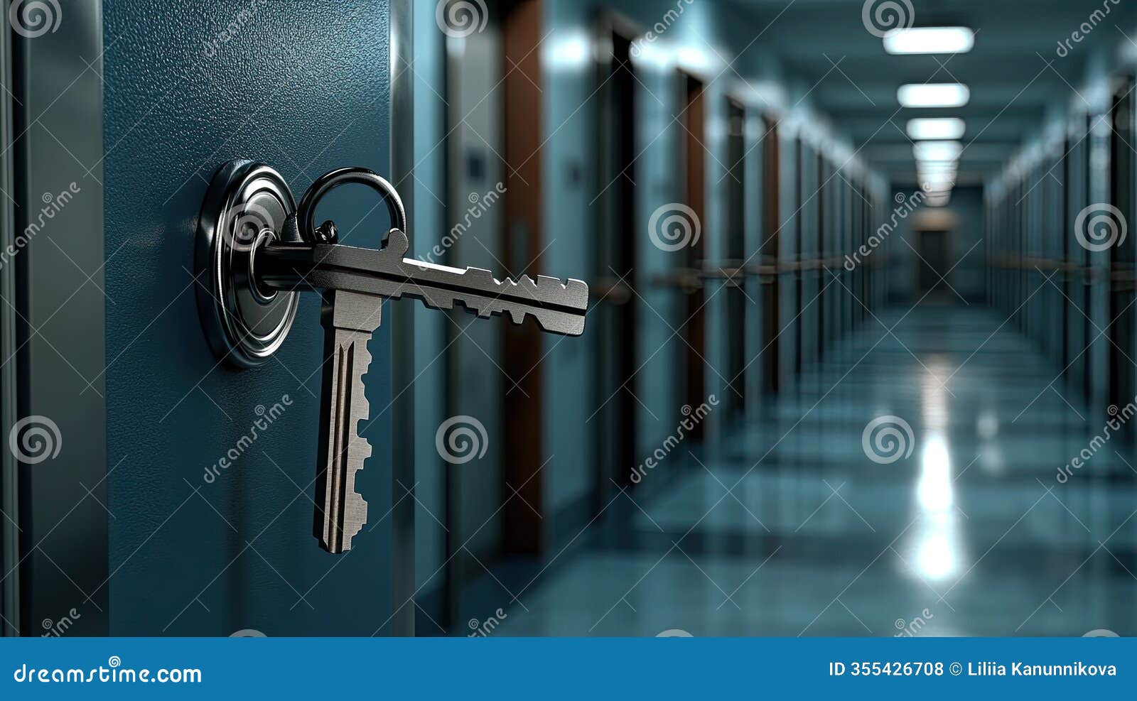 Detailed View of a Prison Cell Door Lock with a Key Inserted ...