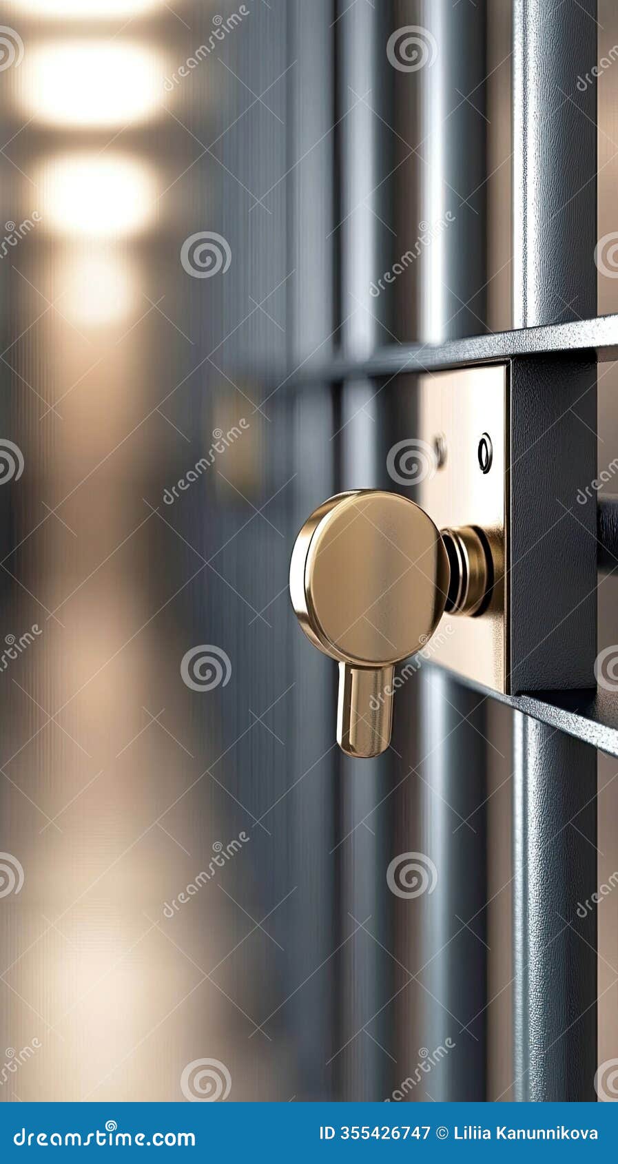 Detailed View of a Prison Cell Door Lock with a Key Inserted ...