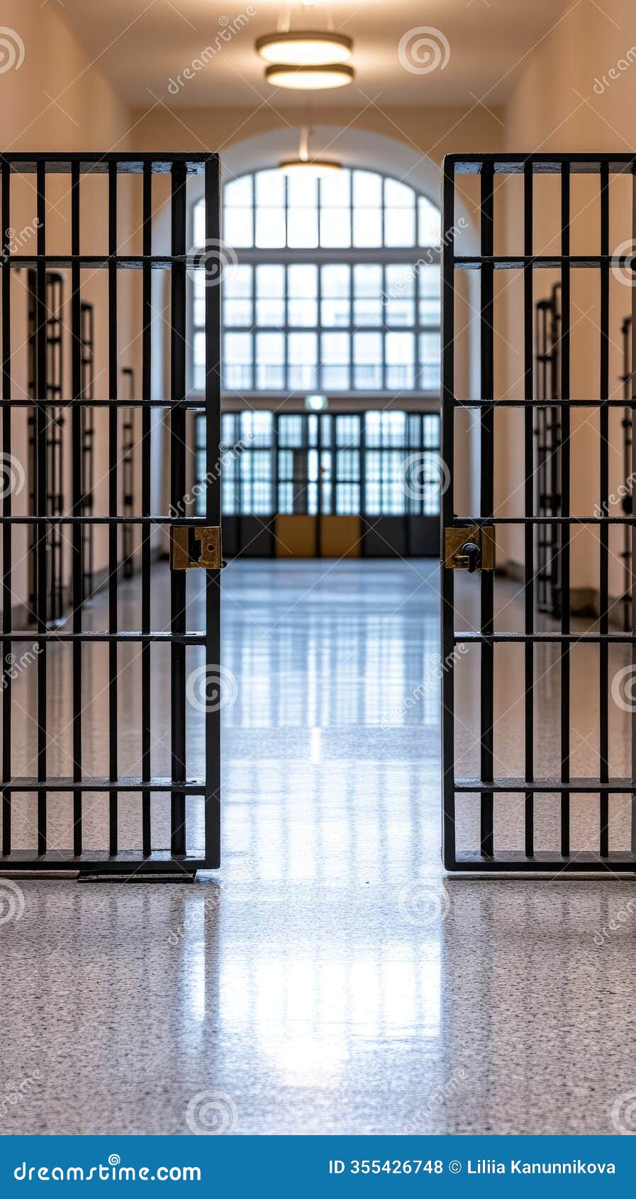 Detailed View of a Prison Cell Door Lock with a Key Inserted ...