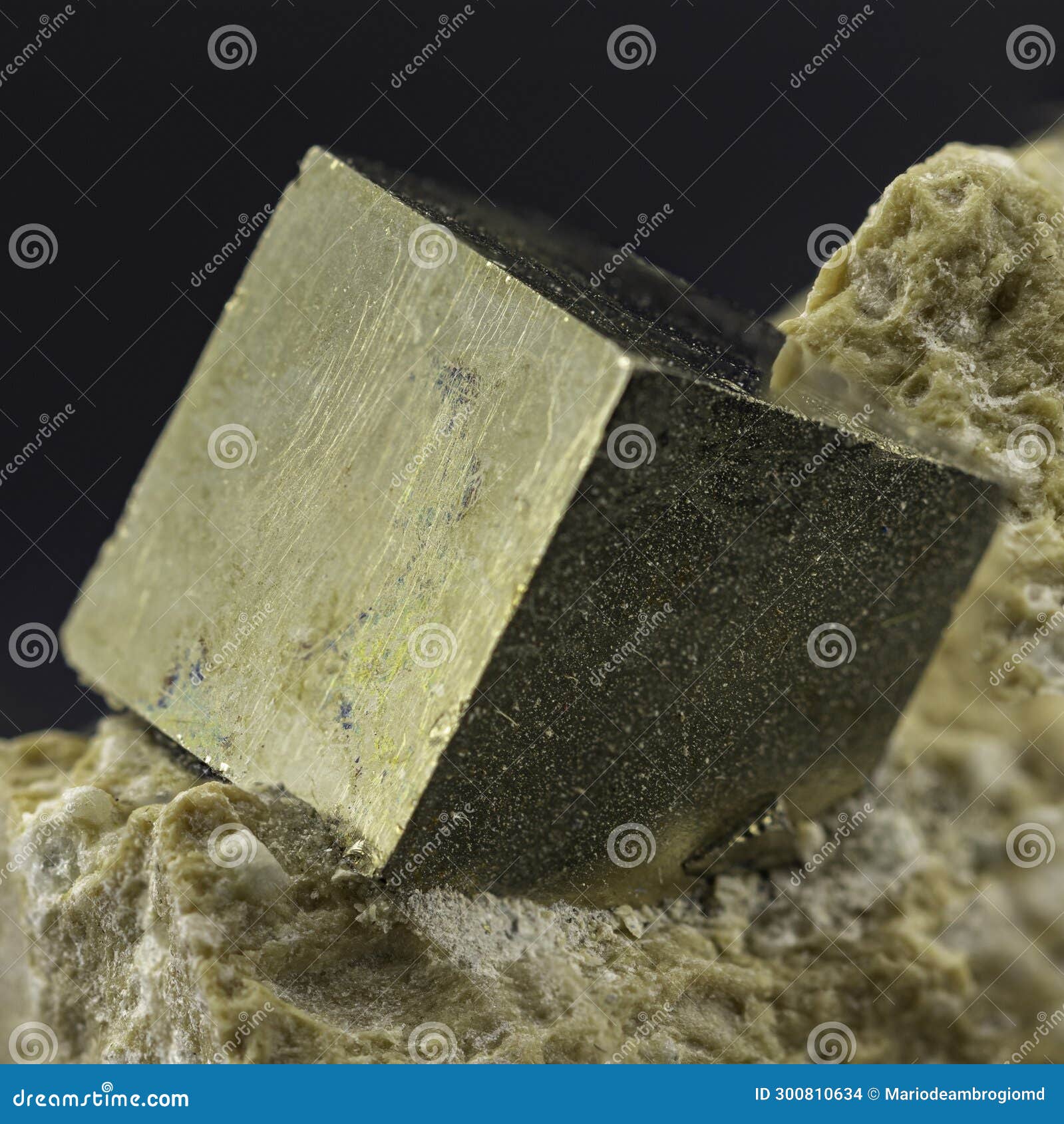 Detailed View of Pyrite Specimen on Rock Matrix, Highlighting Its ...