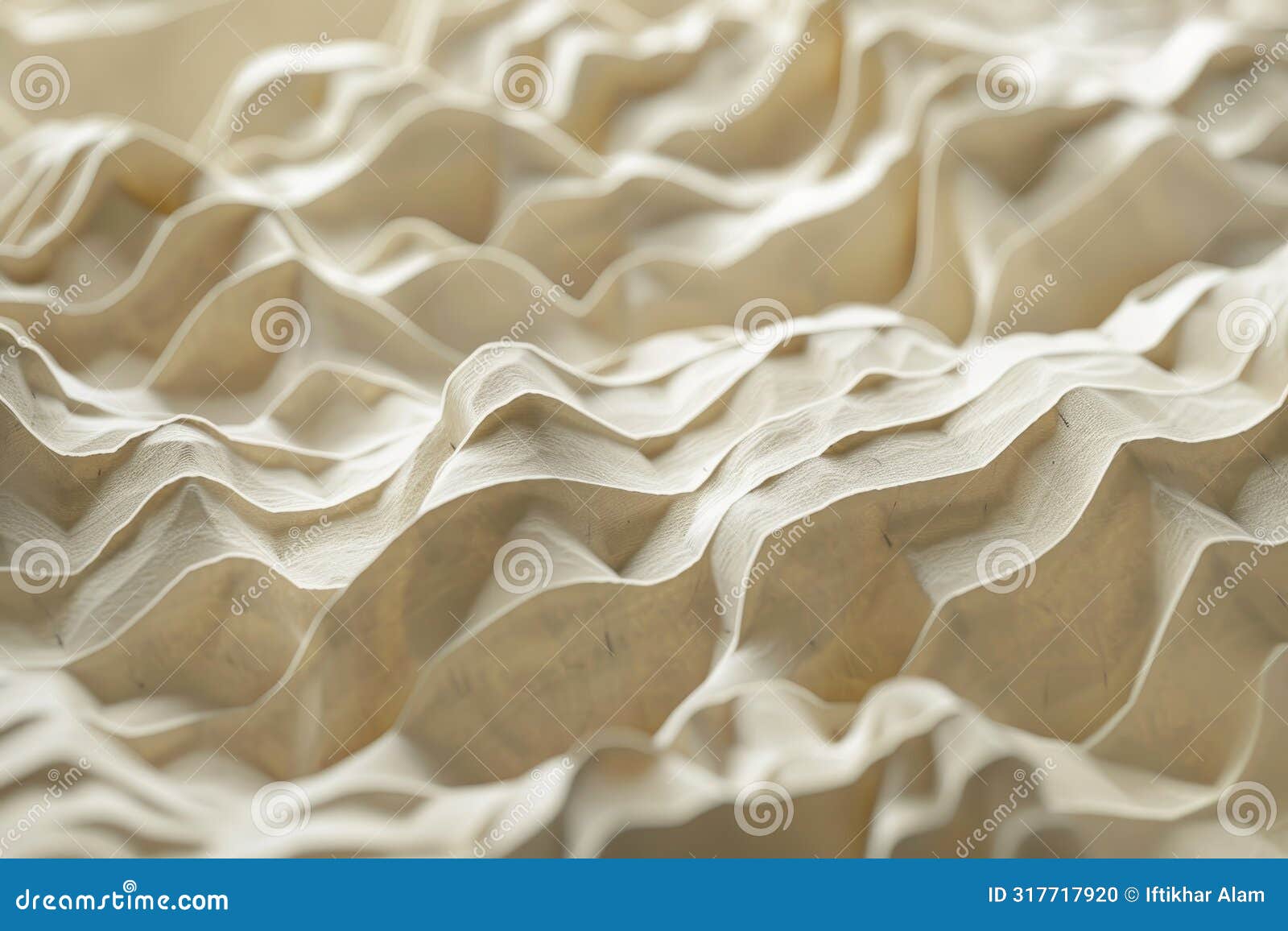 Detailed View Of Rippled Paper Texture With Waves And Ridges Creating A ...