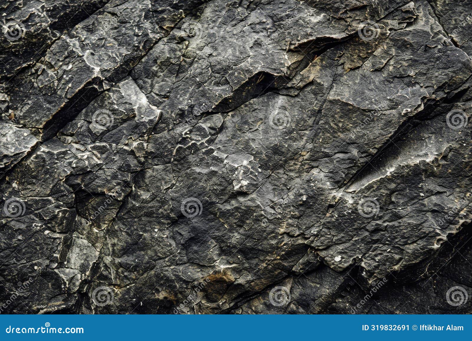 Detailed View Of A Rugged Black Granite Rock, Emulate The Rough And ...
