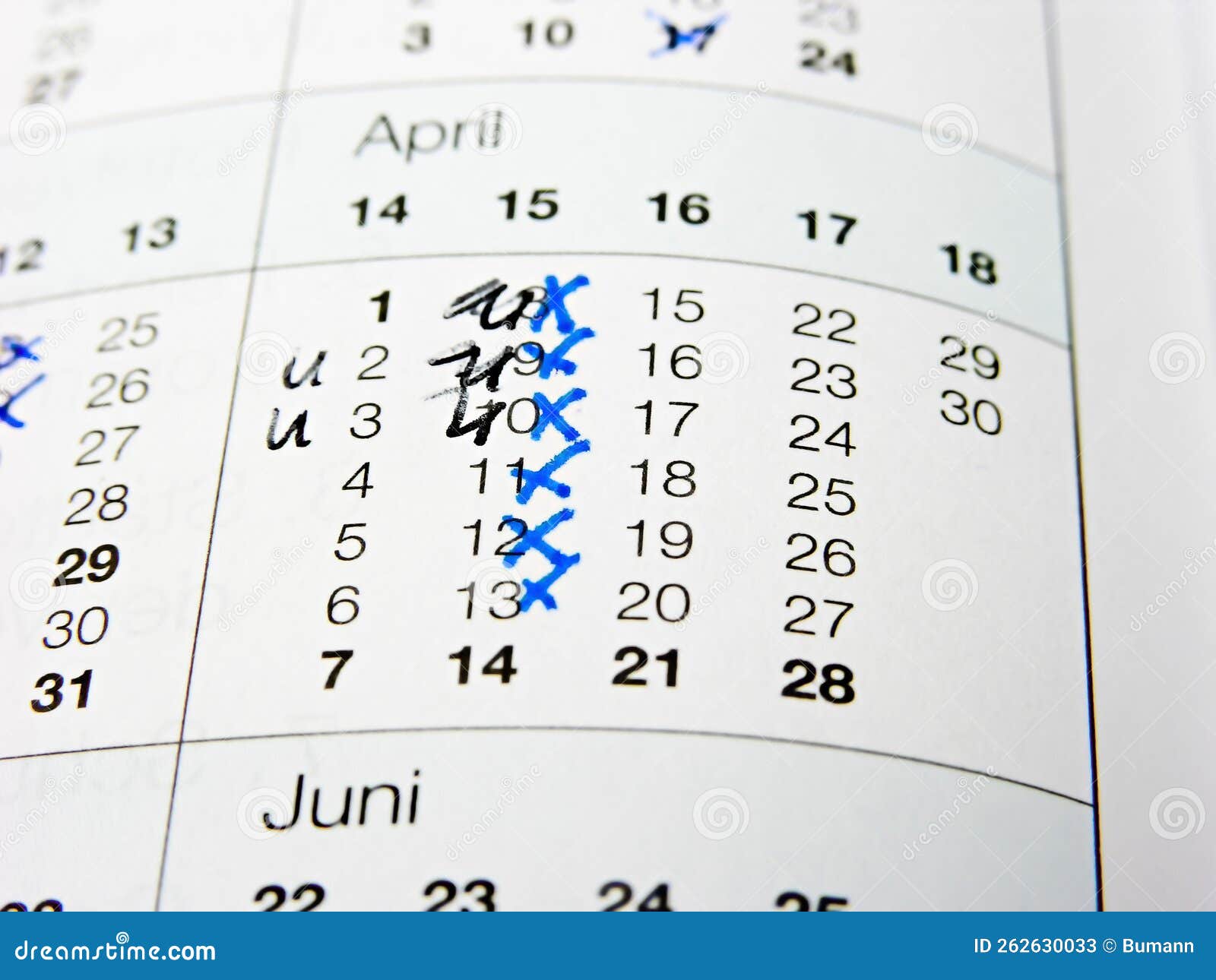 Detailed View of a Schedule or Calendar Stock Image - Image of month ...