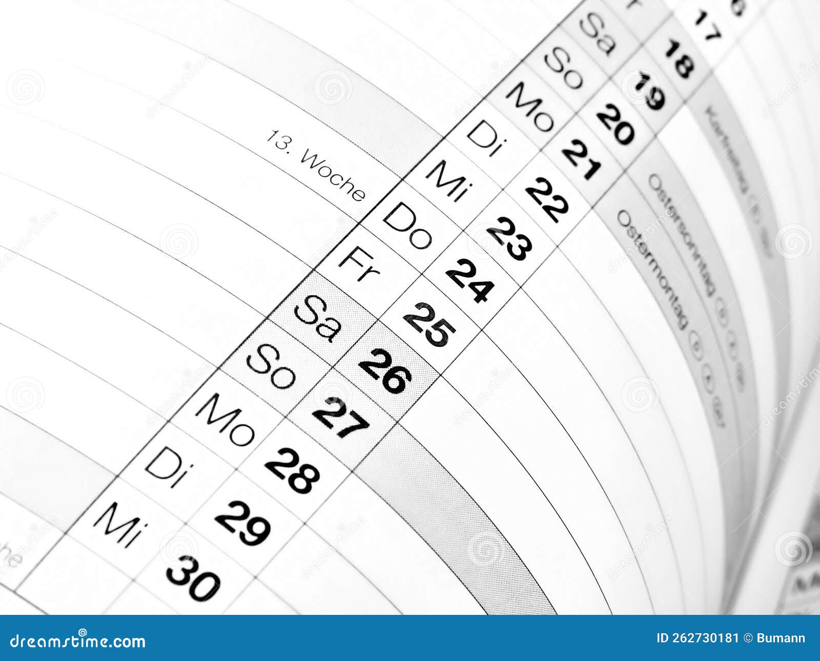 Detailed View of a Schedule or Calendar Stock Image - Image of office ...