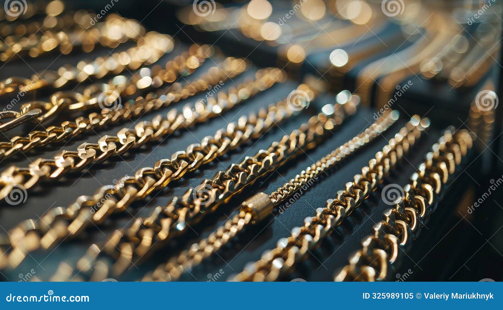 Detailed View of Shiny Gold Chains in Various Styles and Textures ...