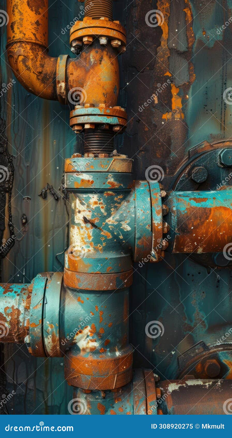 Close-Up of Wall-Mounted Pipe Stock Image - Image of pipe, engineering ...