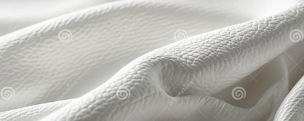 A Detailed View of Smooth, White Leather with a Subtle, Fine Grain ...