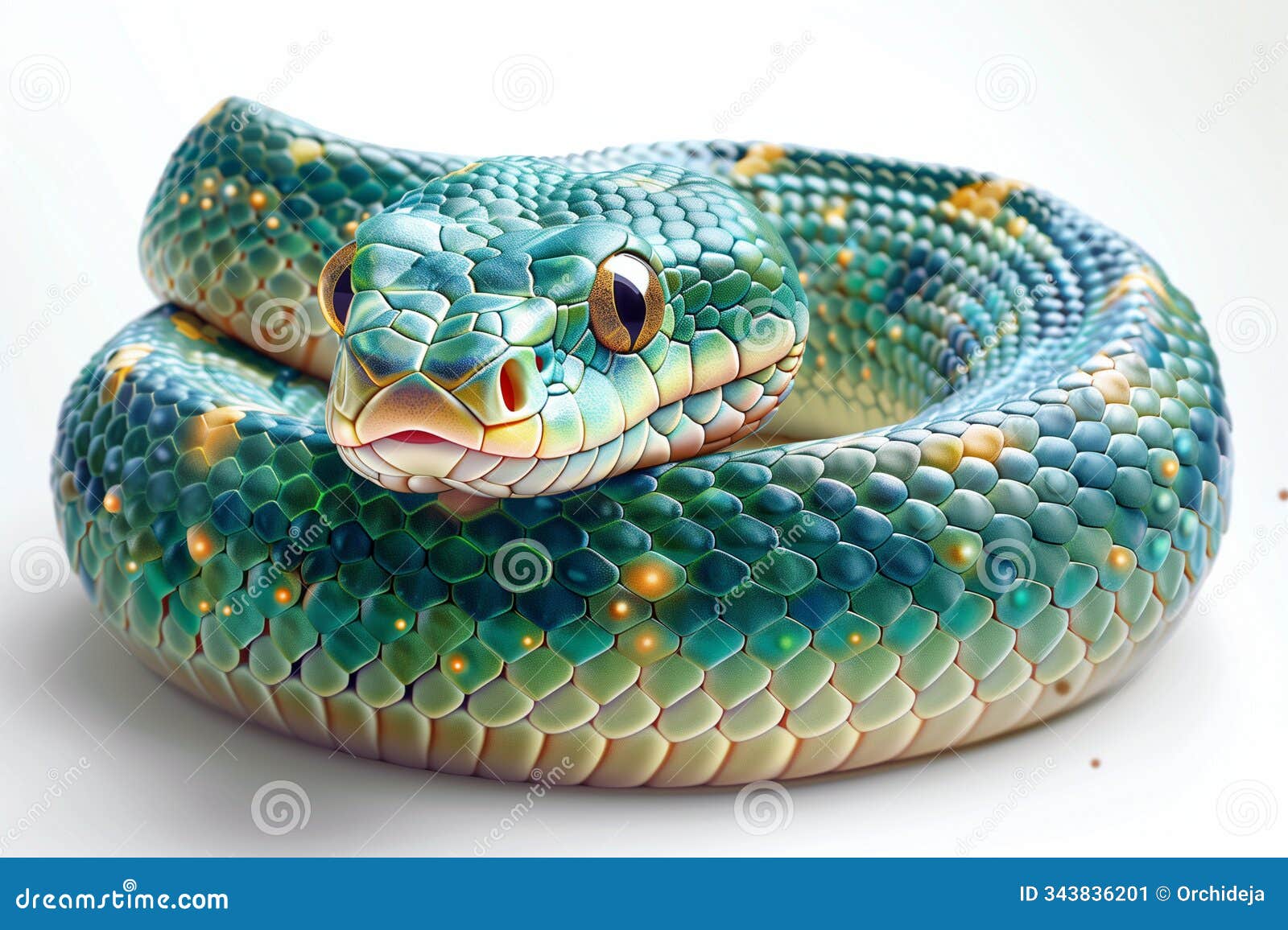 Detailed View of a Snake on a White Background Stock Image - Image of ...