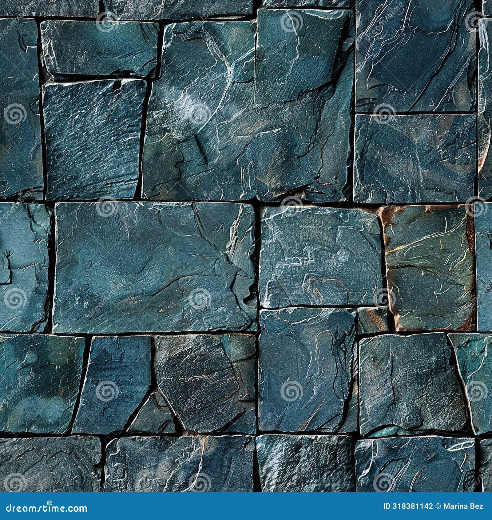 Close Up of Blue Stone Wall, Seamless Pattern Stock Photo - Image of ...