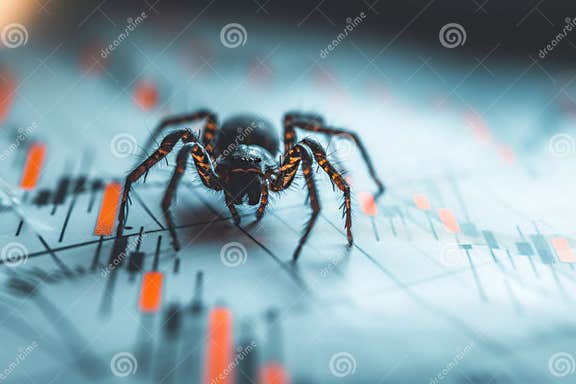 A Detailed View of a Spider Crawling on a Computer Board, Exploring Its ...