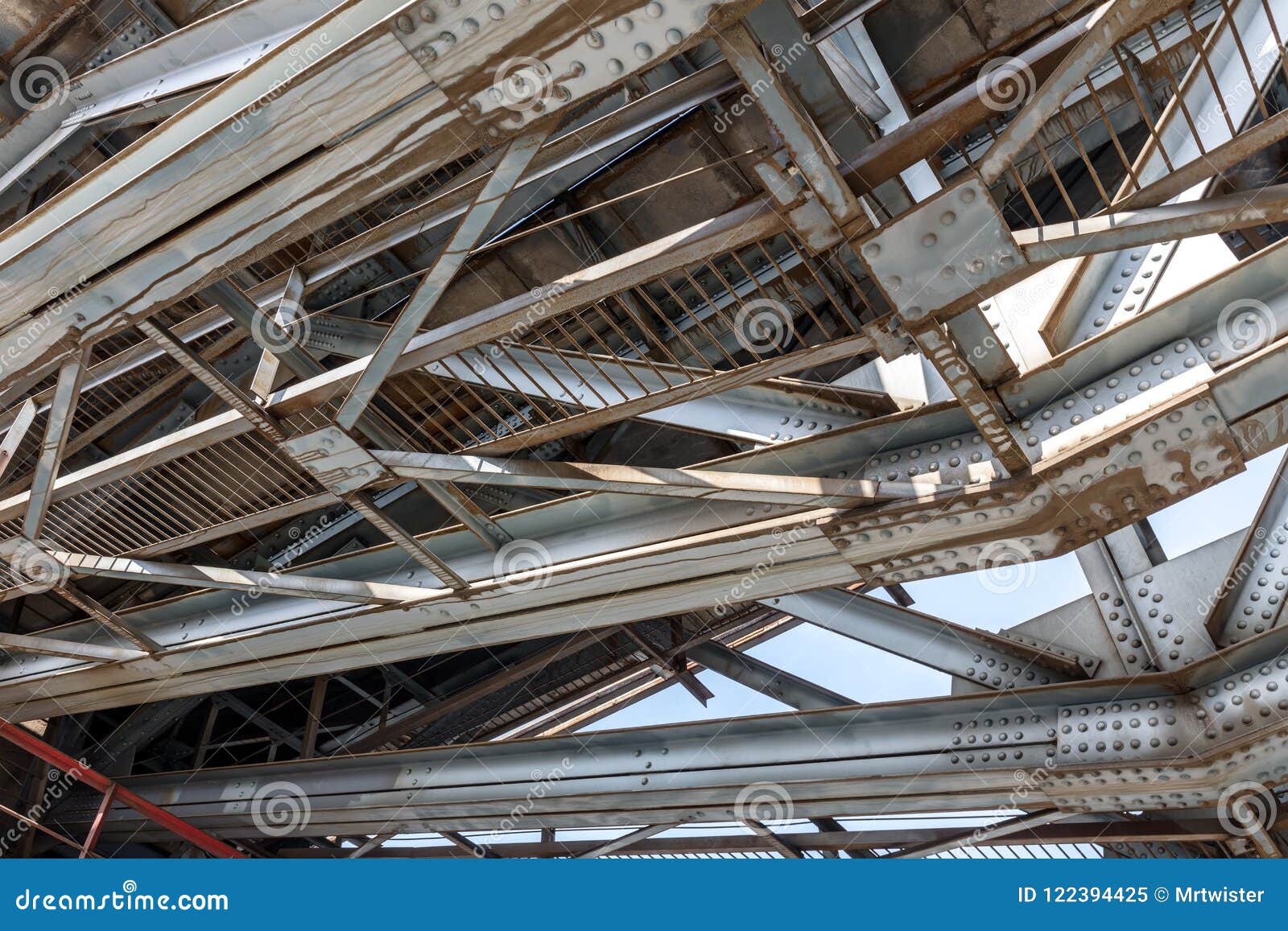 Steel Train Track Bridge Construction Stock Image - Image of rail ...