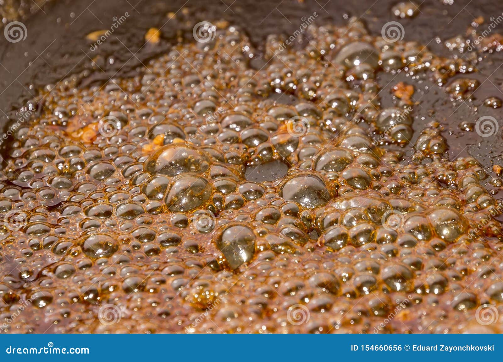 Sugar Caramelizing in a Frying Pan. Close Up Stock Photo - Image of ...