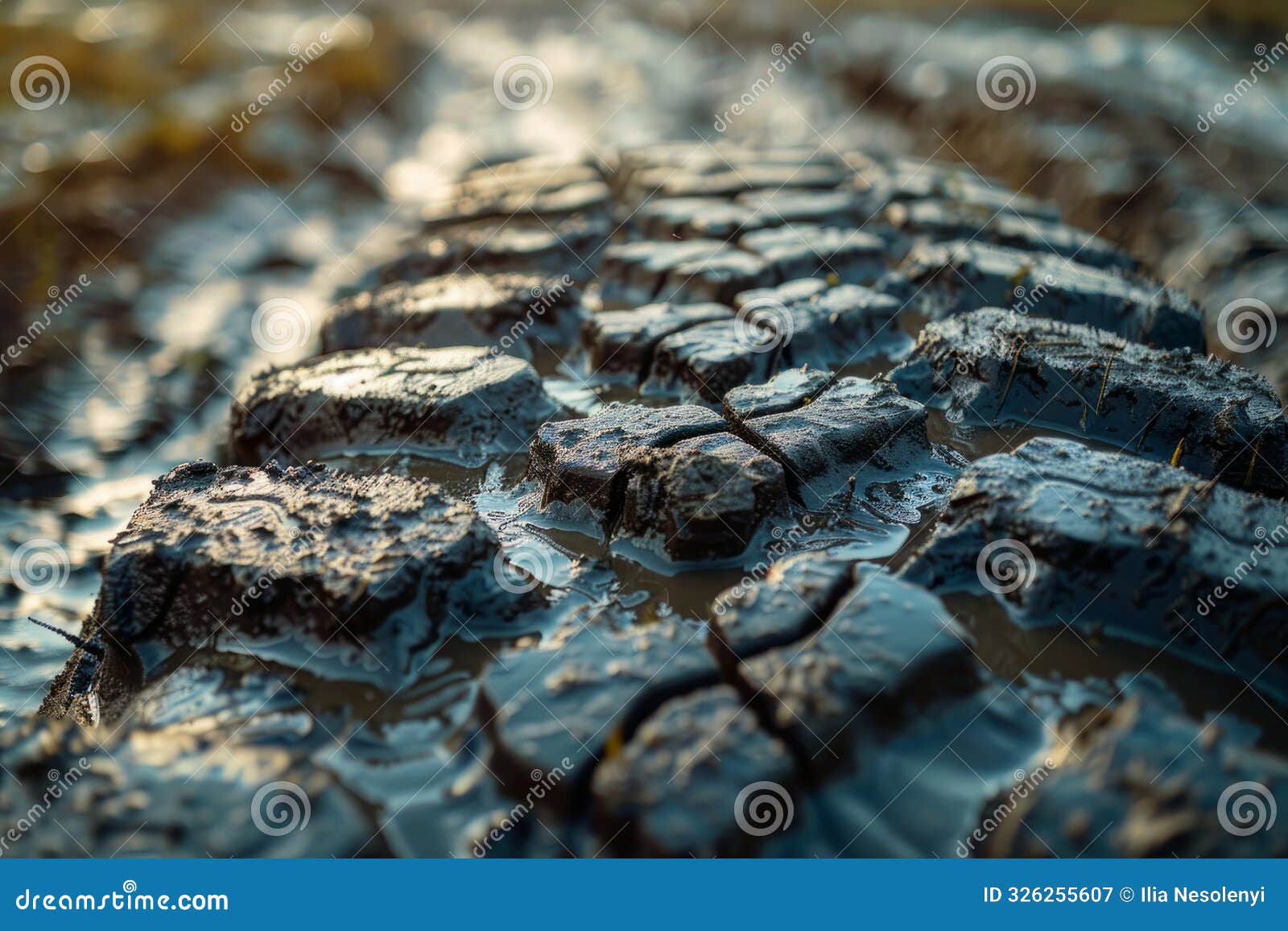 Detailed View of Tire Tread Patterns on the Ground, Showcasing Texture ...