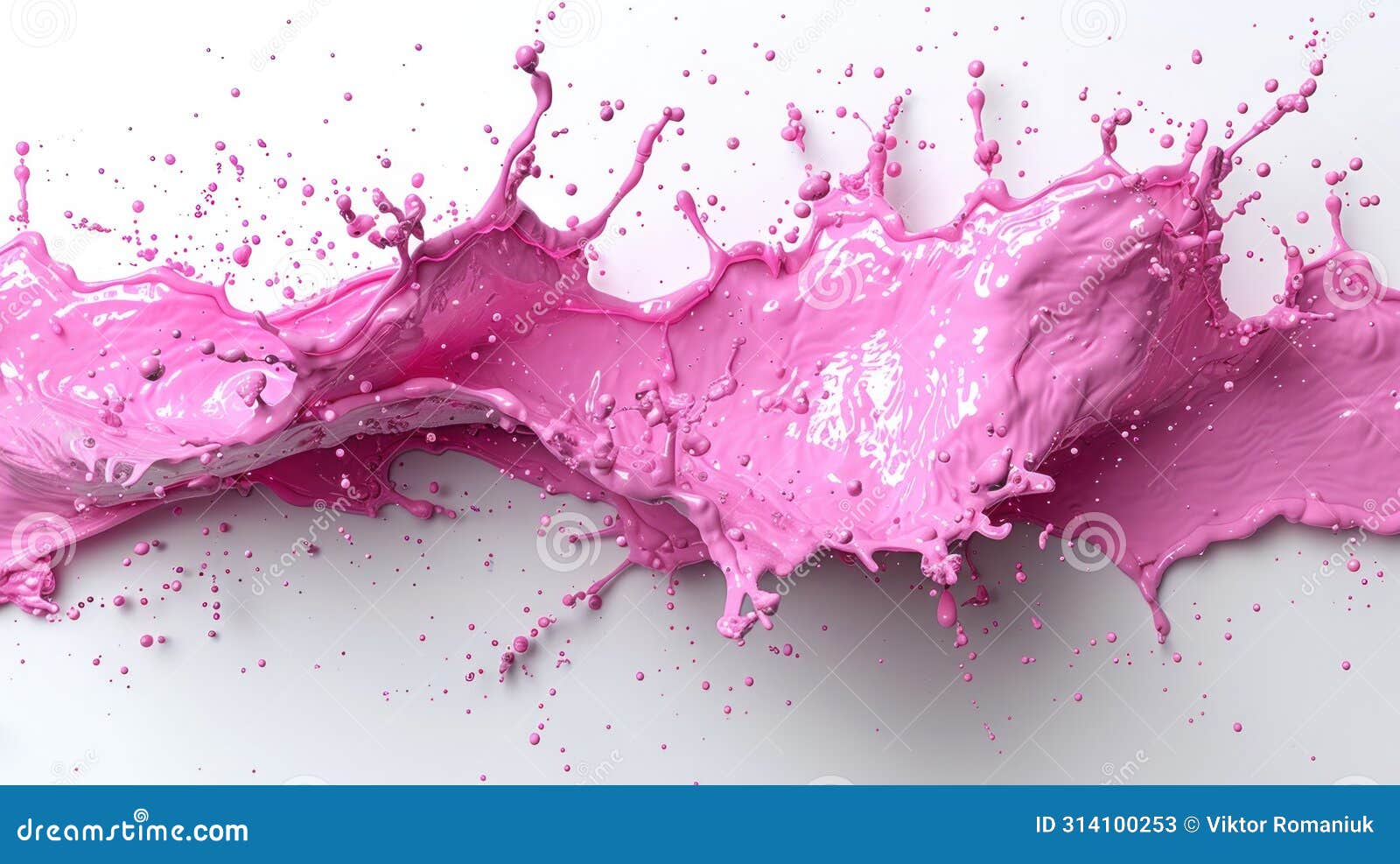 Detailed View of Vibrant Pink Paint Splattered on a Clean White ...