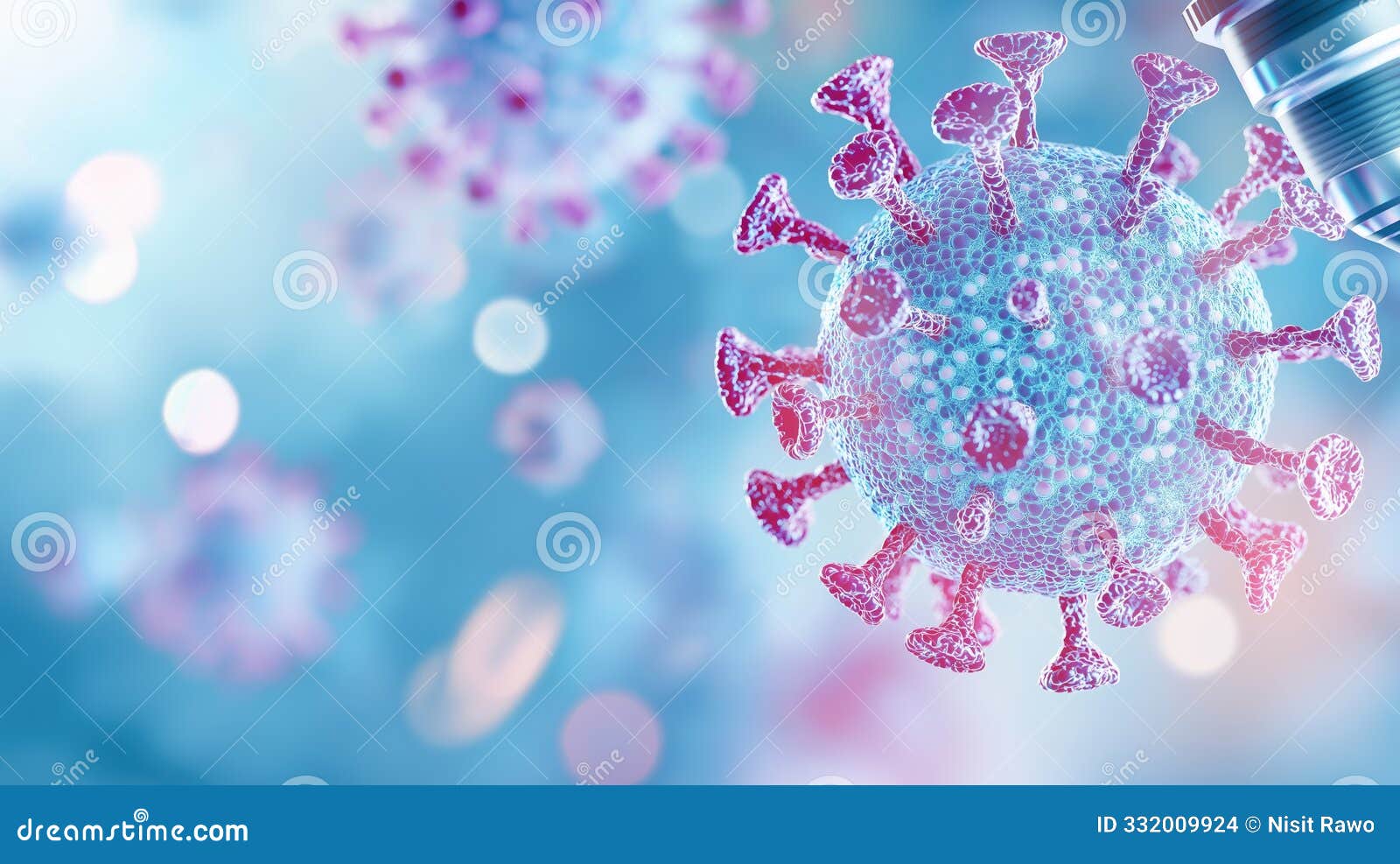 Detailed View of a Virus Particle Under an Electron Microscope, with ...