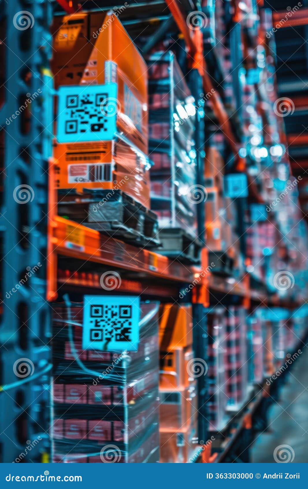 An Industrial RFID Reader Scanning A Batch Of Materials Stacked On A ...