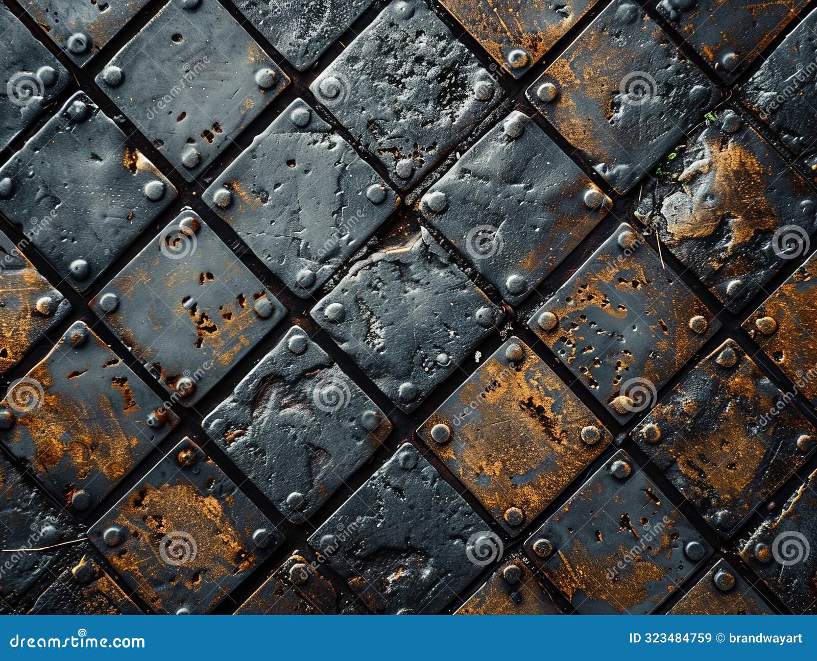 Close-Up of Rusty Metal Wall with Rivets Stock Illustration ...