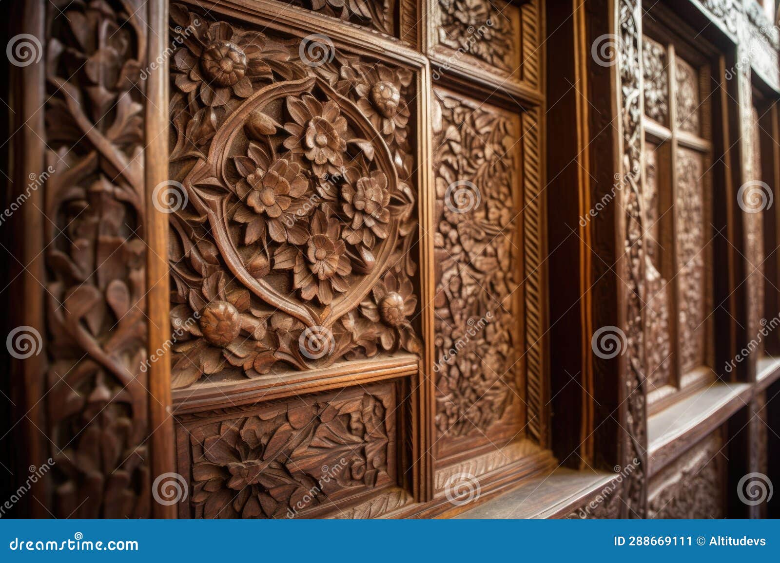 Detailed View of a Window Frame with Intricate Carvings Stock Image ...