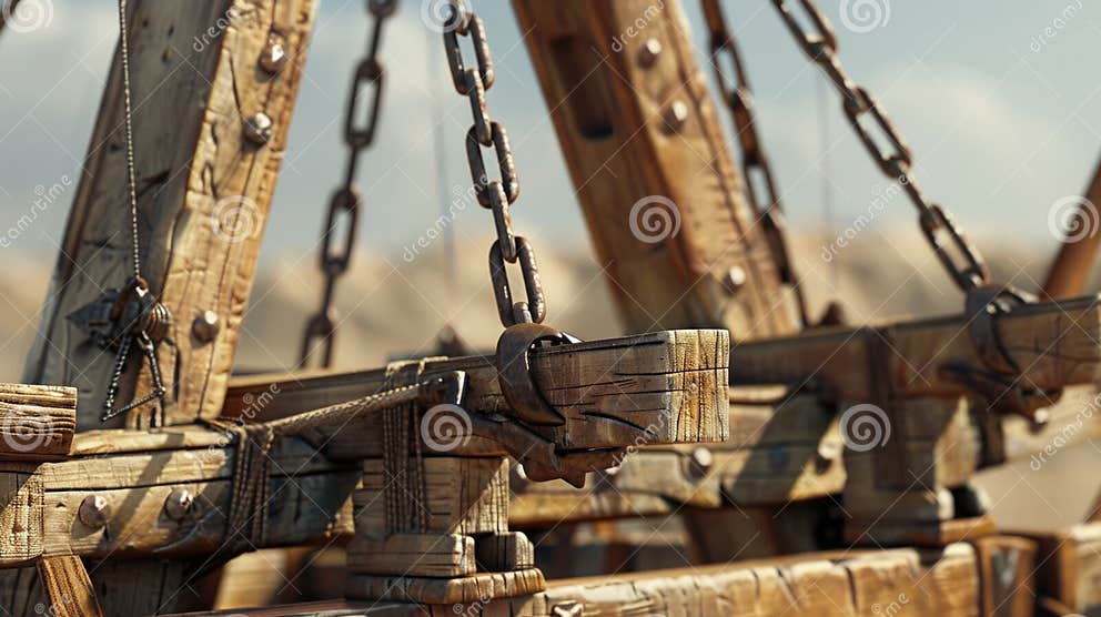 Detailed View of Wooden Structure with Chains, Versatile for Various ...