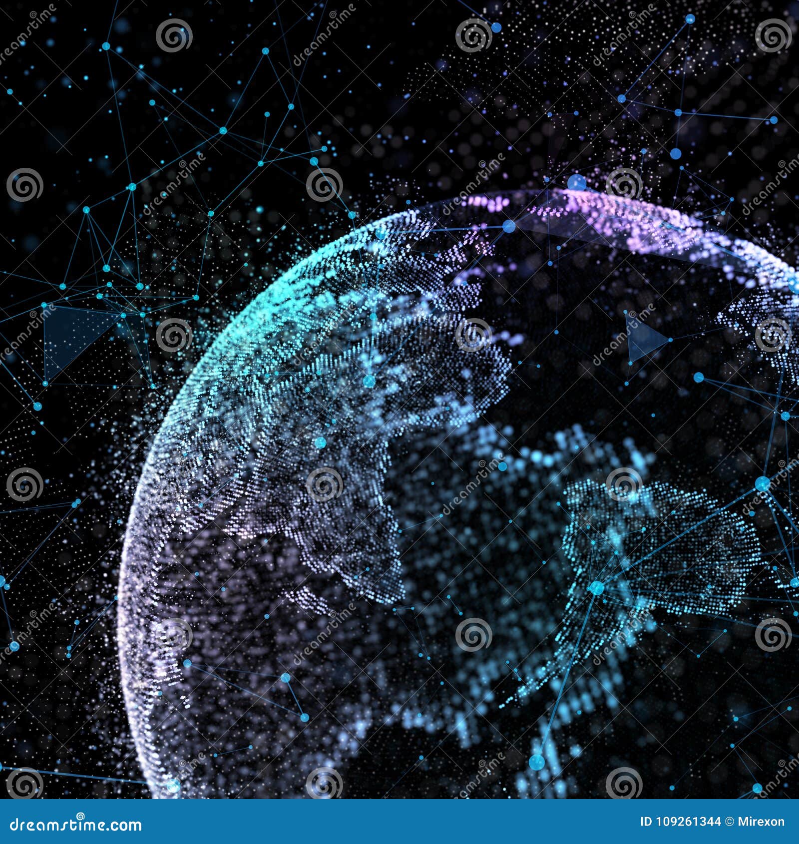 Detailed Virtual Planet Earth. Technological Digital Globe World. 3d ...