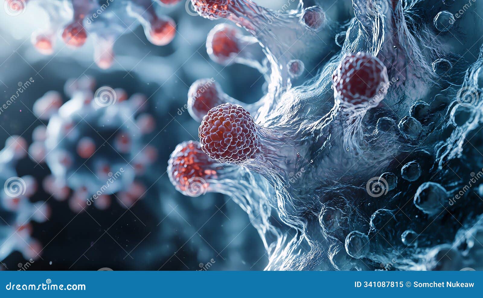 Detailed Virus Surface Texture And Patterns Under Microscope For ...