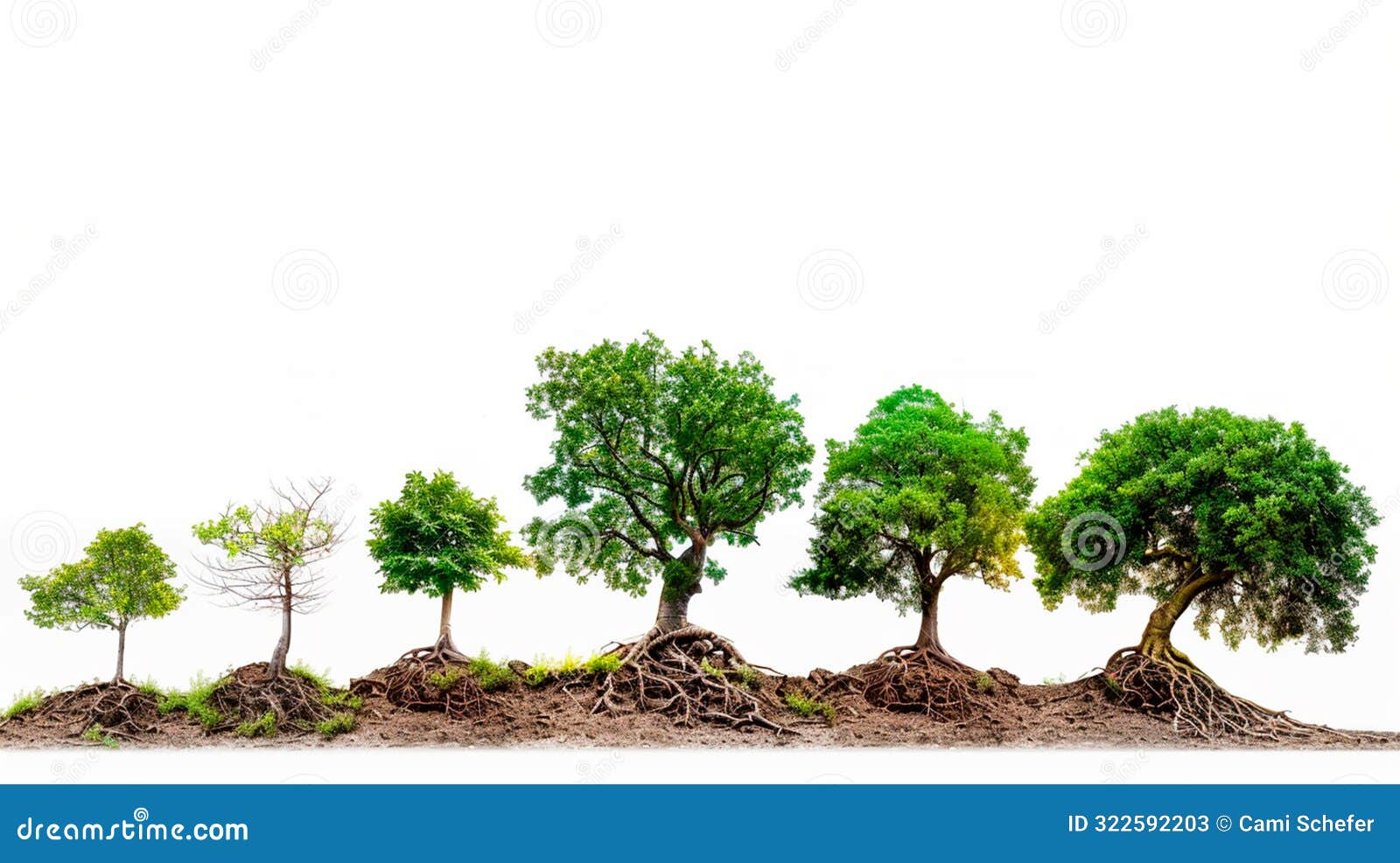 Tree Growth Progression from Sapling To Mature Tree Stock Image - Image ...