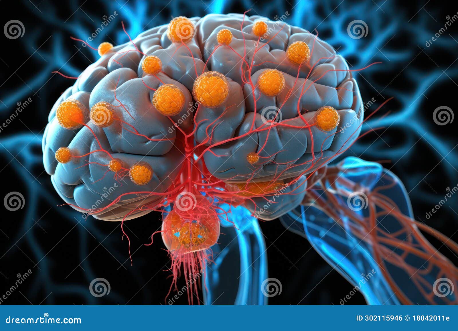 A Detailed Visualization of Brain Neurons, an Abstract Representation ...