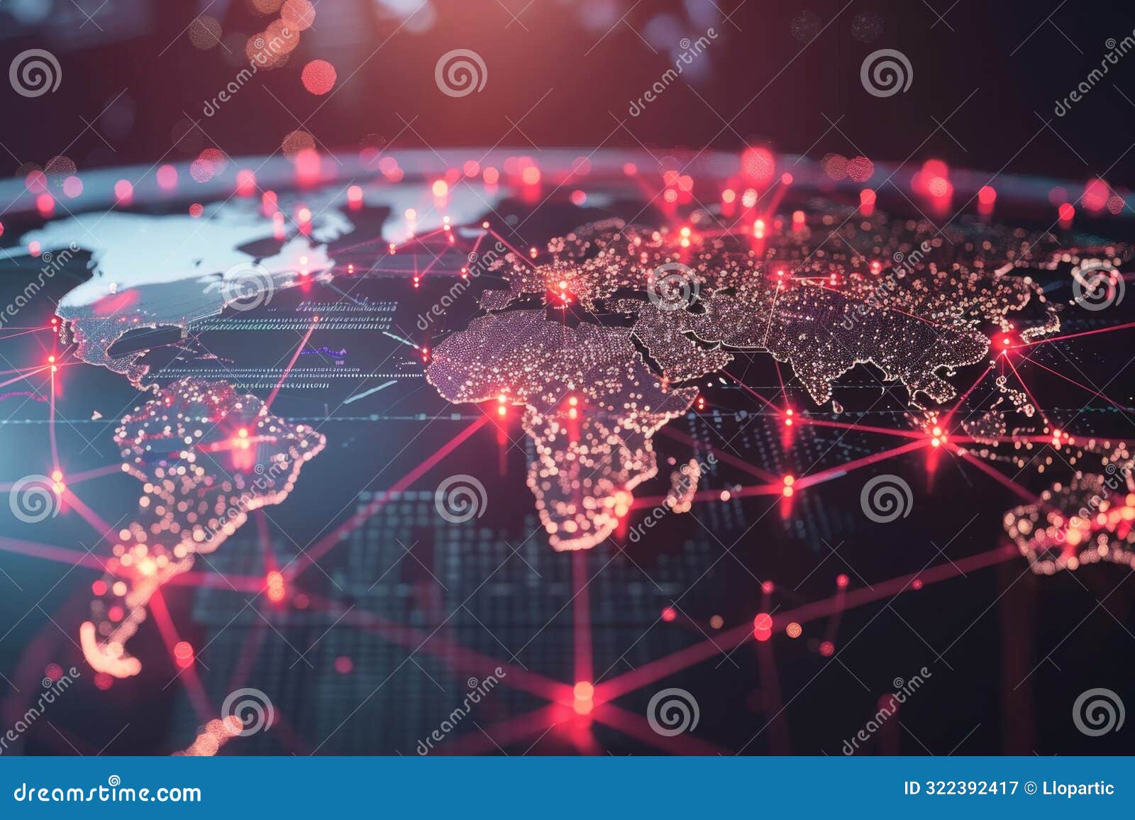Detailed Visualization of a Digital World Map Highlighting Global ...